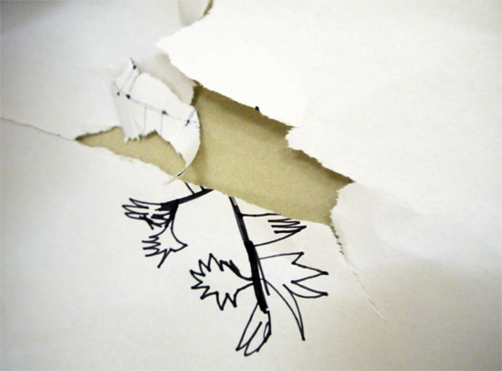 Tearing drawings to collage with