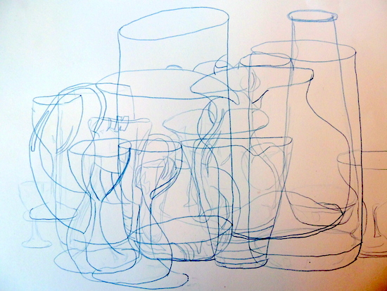 Still Life Drawing in a Cubist Style Using Carbon Paper