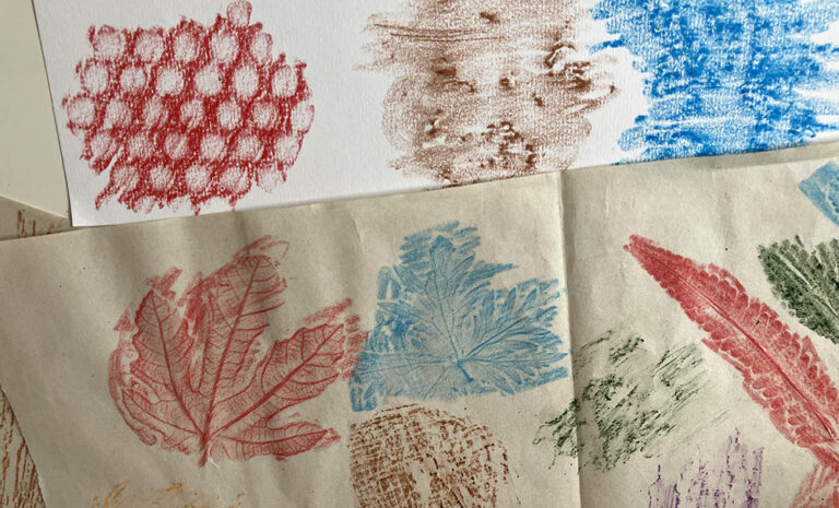 Collaging with Wax Crayon Rubbings